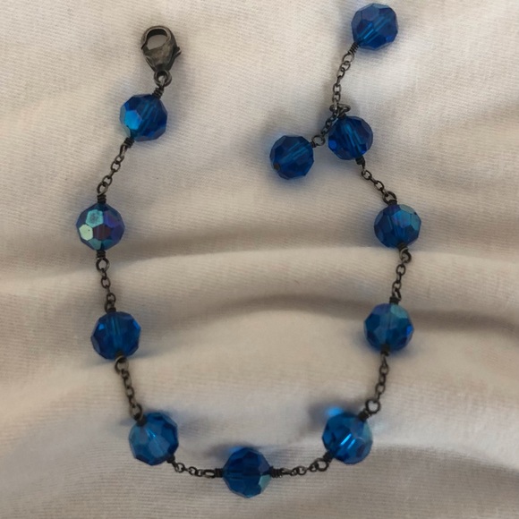 Jewelry | Vintage Blue Christal Beaded Bracelet | Poshmark